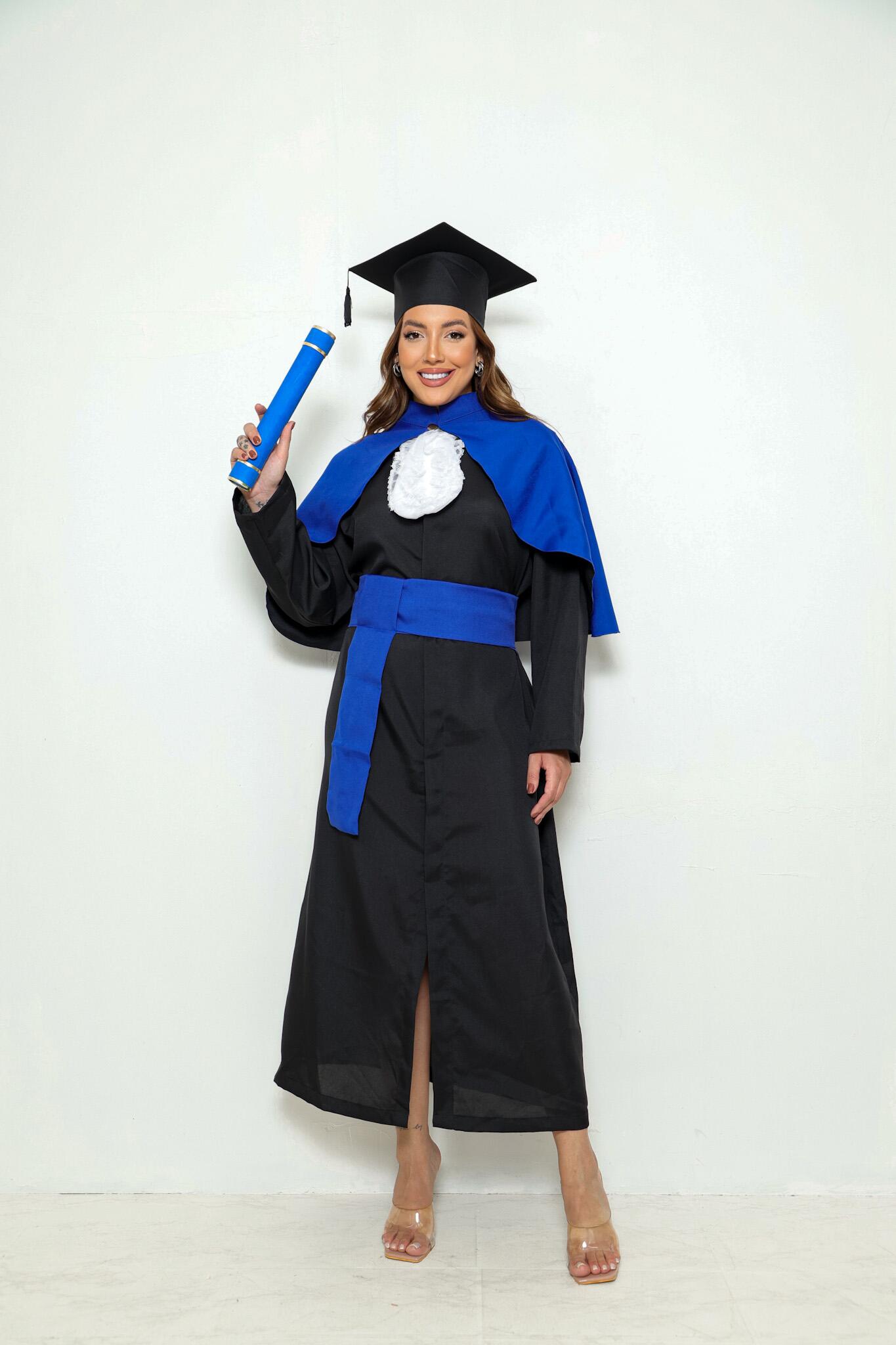 Comprar Beca de Formatura Tradicional com Pelerine Faixa Azul - a ...