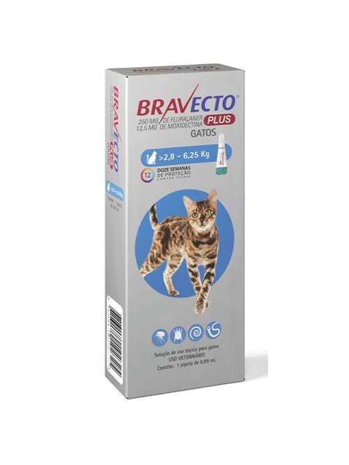 Comprar Antipulgas e Carrapatos Bravecto MSD Plus Transdermal para Gatos de 2,8 a 6,2kg - 1 ...