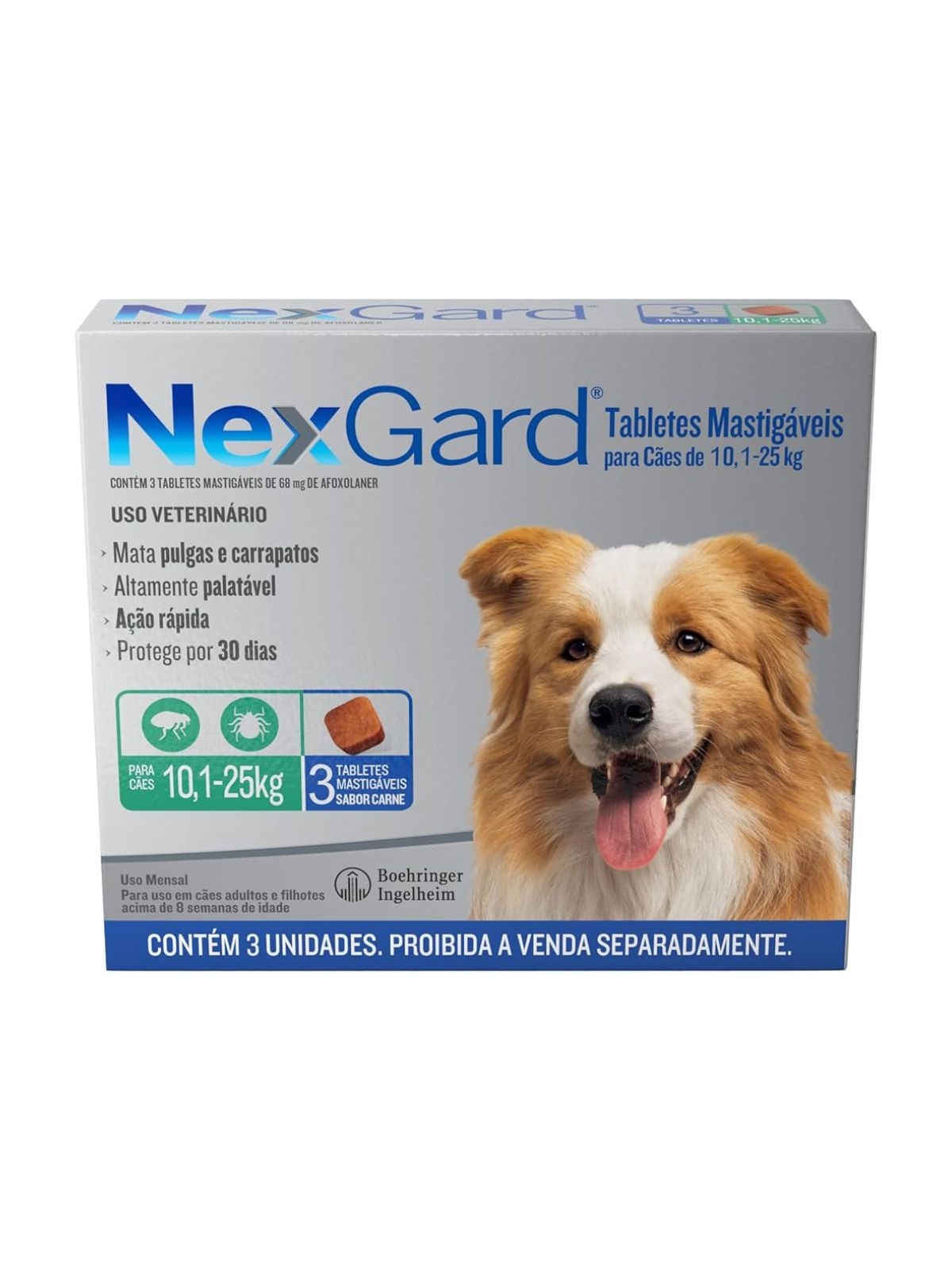Comprar Antipulgas e Carrapatos NexGard 68mg para Cães de 10,1 a 25 Kg ...