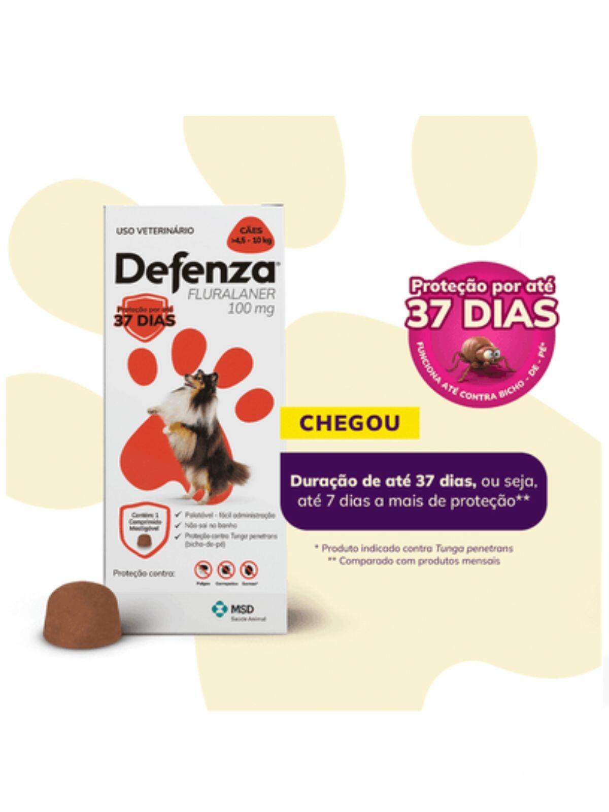 Defenza Antipulgas e Carrapatos para Cães de 4,5 a 10kg - 1 comprimido ...
