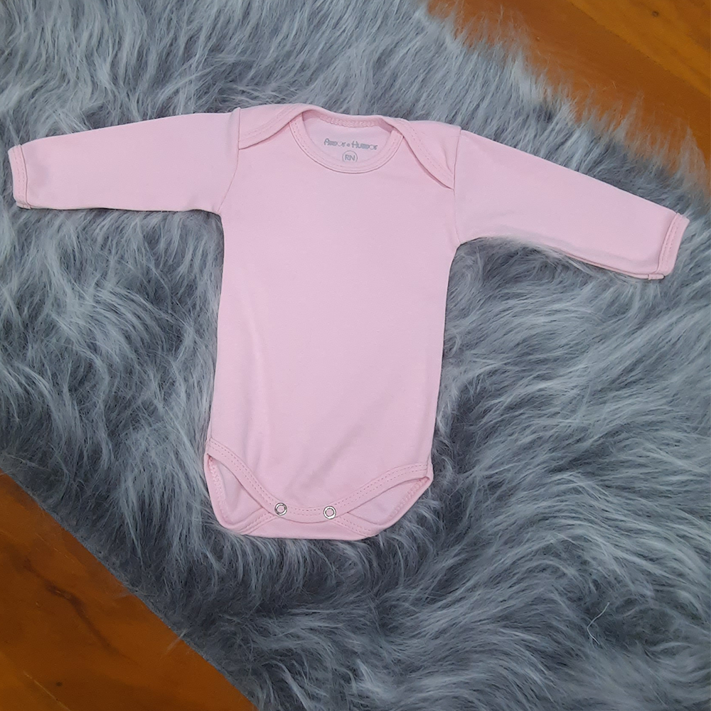 Comprar Body Bebê 100% Algodão Manga Longa - Rosa bebê