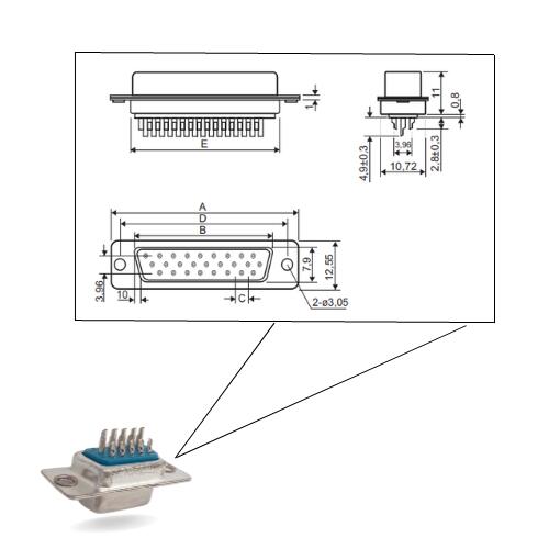 Comprar DBAF-15 Conector DB De Alta Densidade 15 Vias Fêmea Solda Fio ...