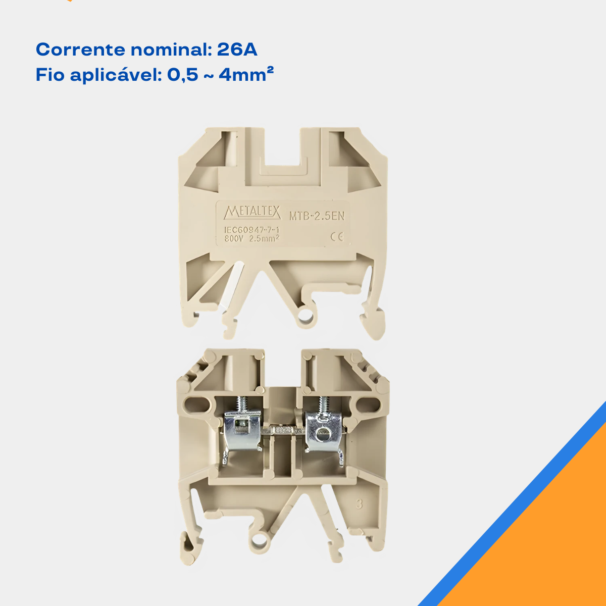 Comprar MTB2,5EN Borne Sak 2,5MM 26A Metaltex - a partir de R$3,13