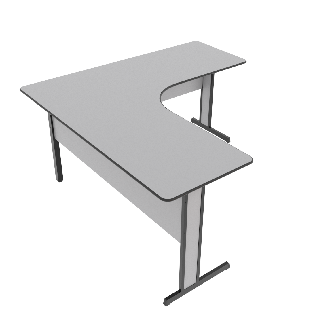 Mesa em "L" com Base Retangular - Vianflex