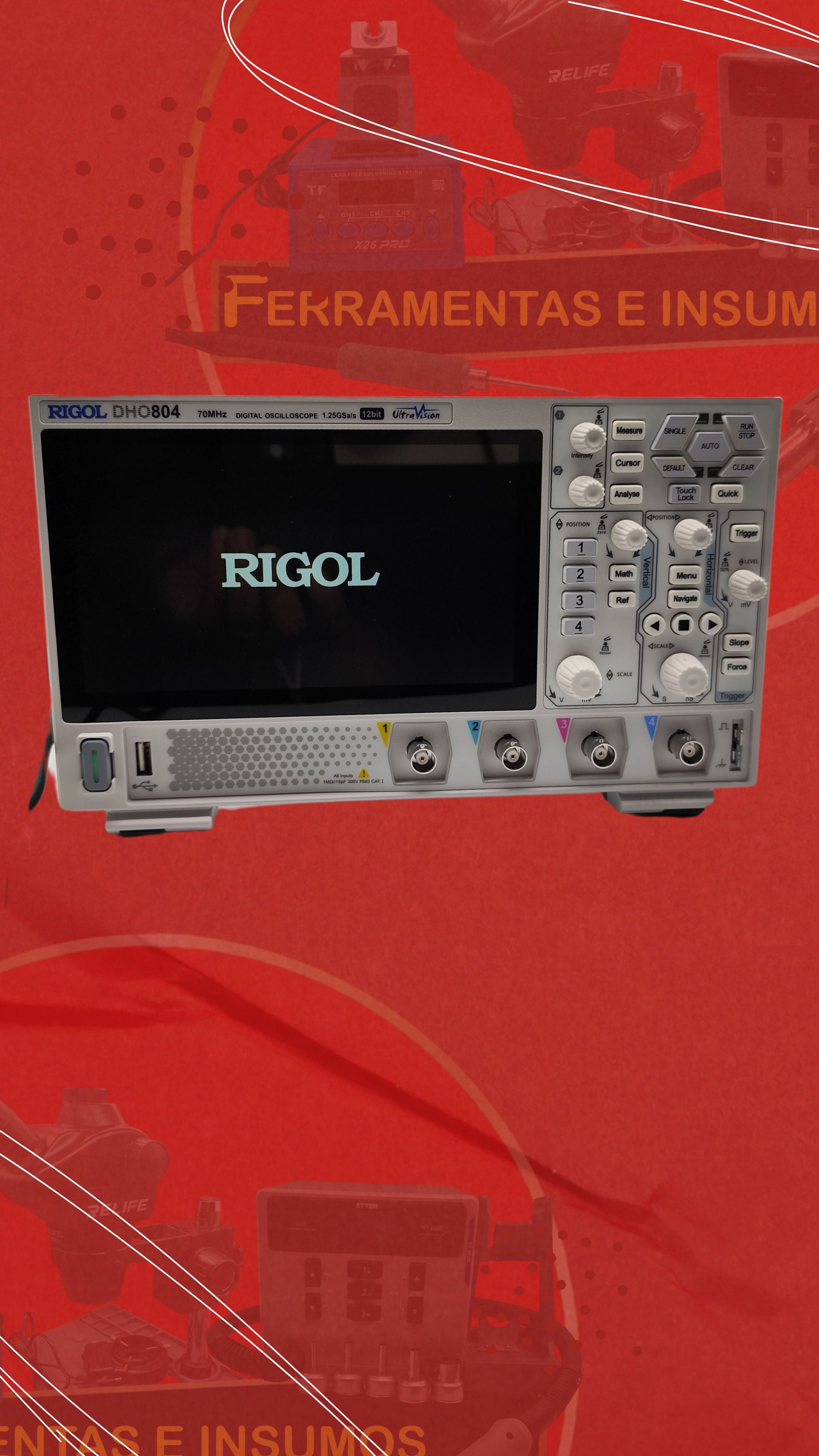 Comprar Osciloscópio Rigol DHO804 70MHz 4Ch 12Bits TOUCH - TECH FELIPE