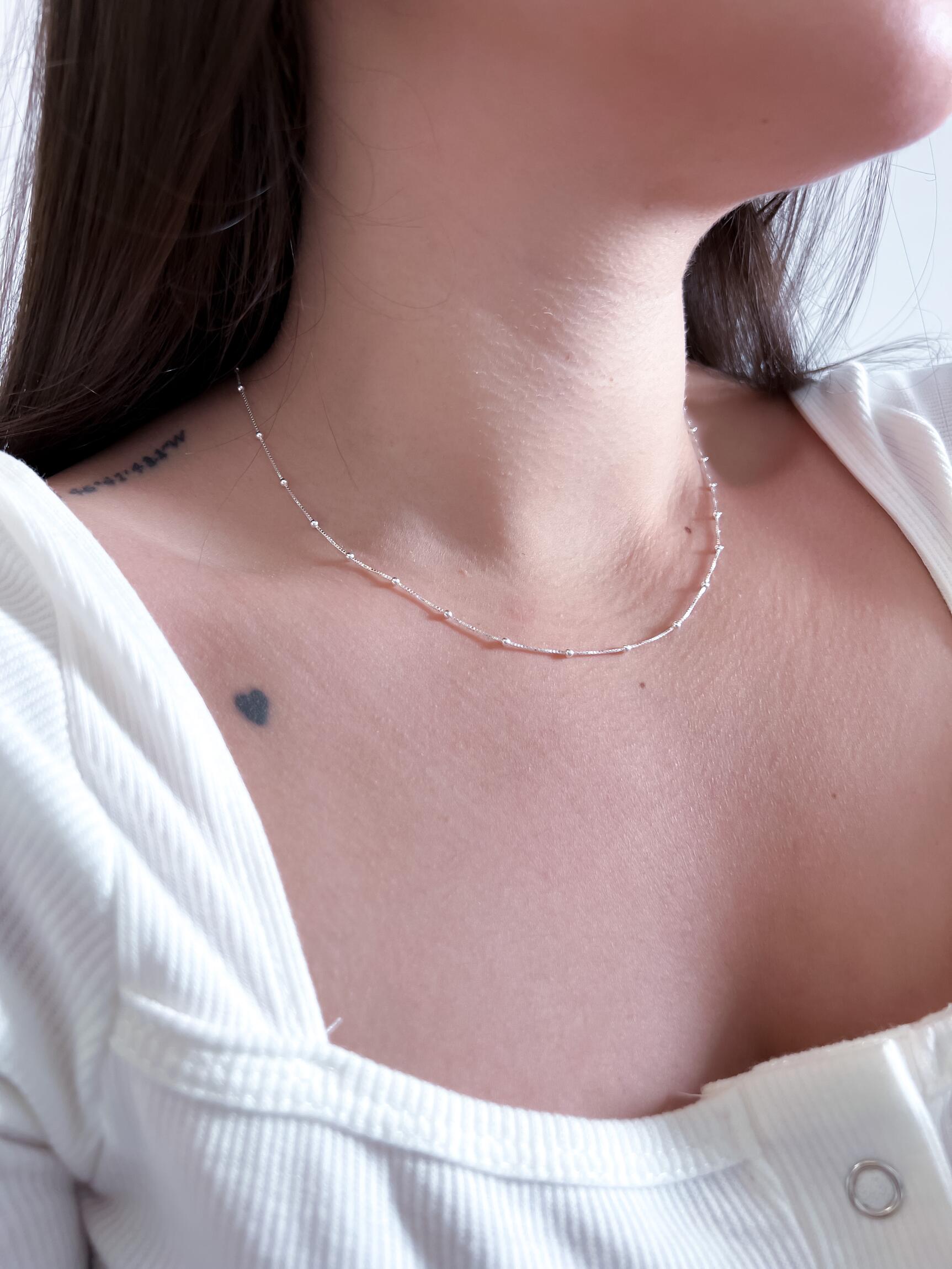 Comprar Corrente Veneziana Bolinhas 2mm - 40cm - Mayu Prata