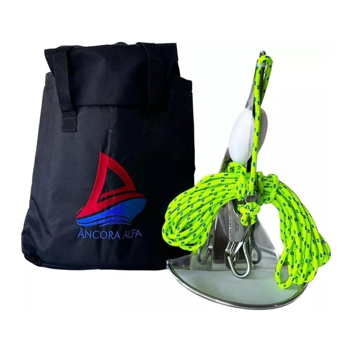Kit Âncora Alfa Inox 1,4 Kg Original C/Boia Corda Sacola