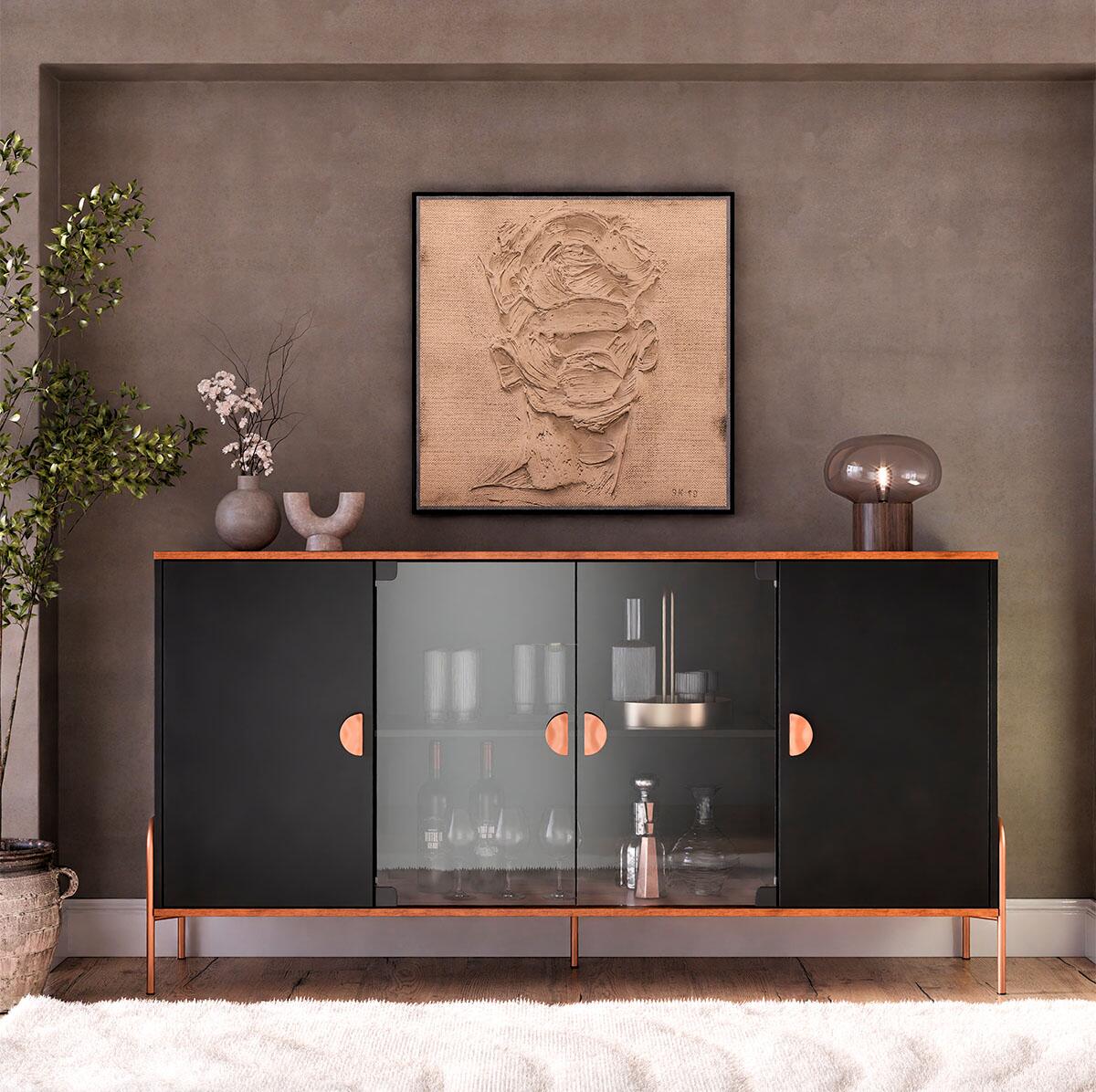 Comprar Aparador Buffet Sala Esmeralda 160cm Com Portas de Vidro - Rede ...