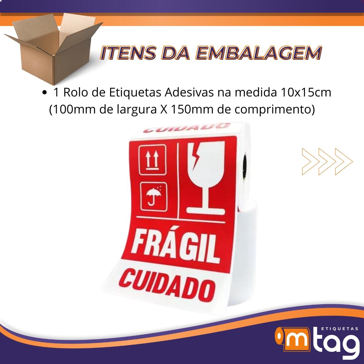 Comprar Etiqueta Cuidado Frágil Seta Virada para Cima 100x150mm - 200 ...