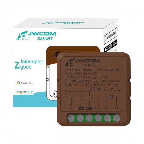 Mini Interruptor Zigbee 16 A com Medidor de Consumo | Alexa