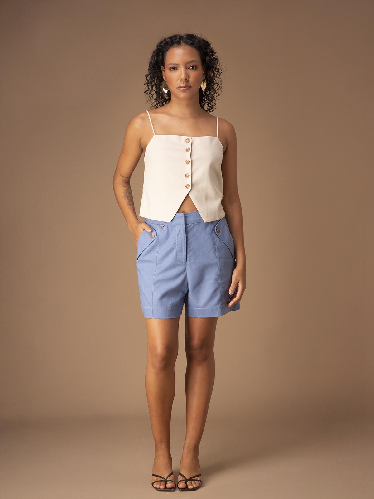 Comprar Cropped Linho Areia