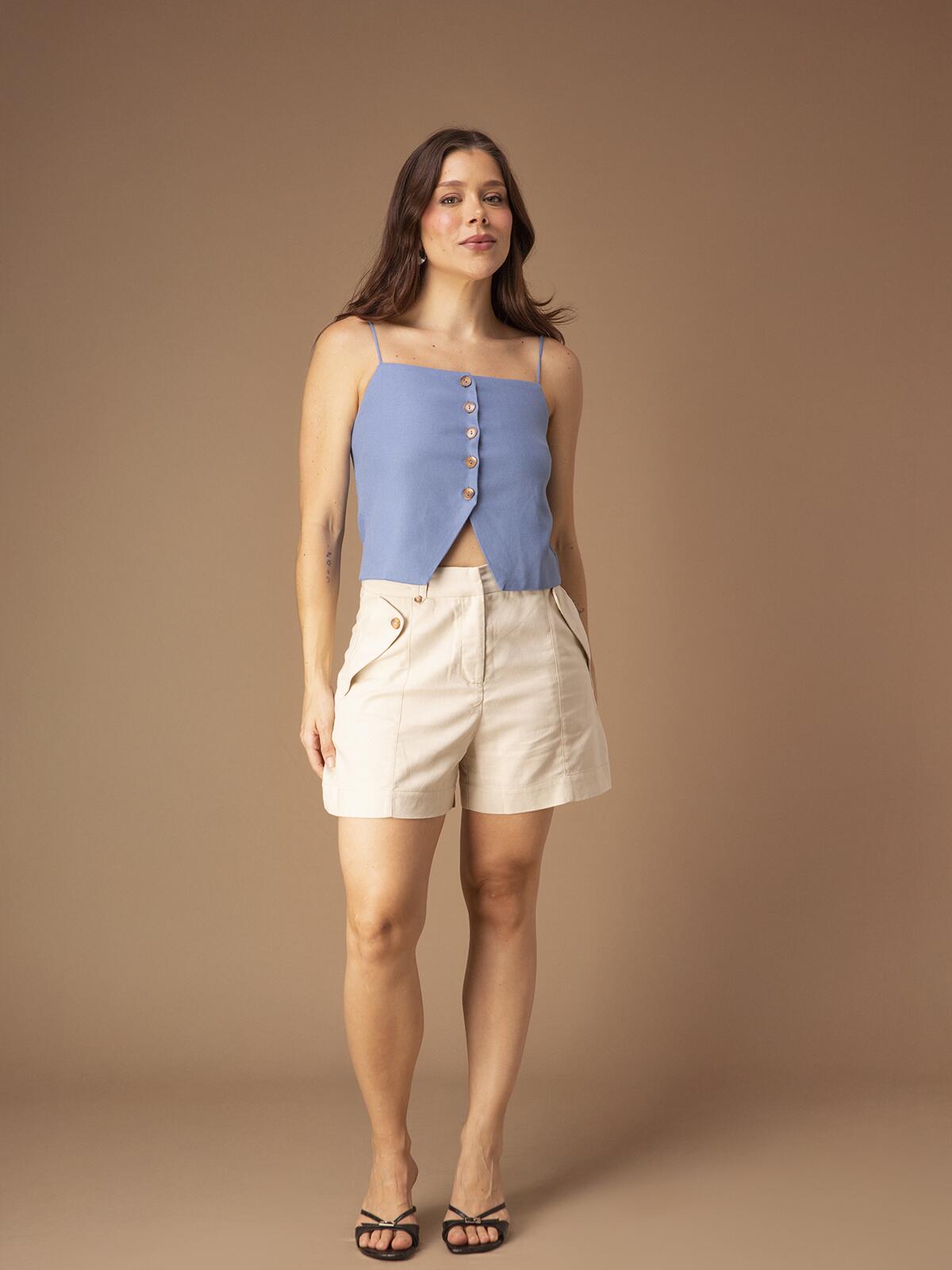 Comprar Cropped Linho Areia