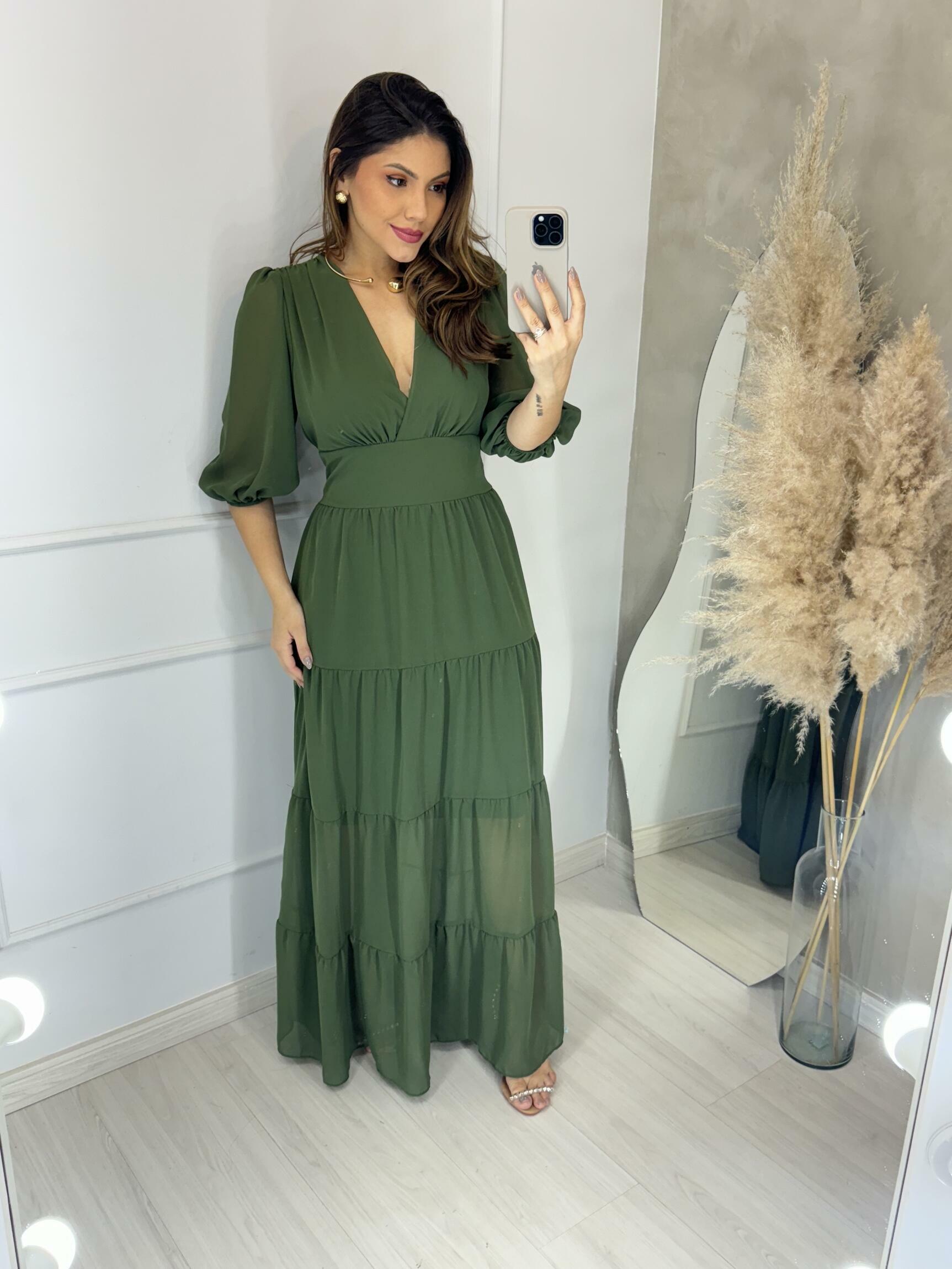 Vestido longo verde - a partir de R$189,90