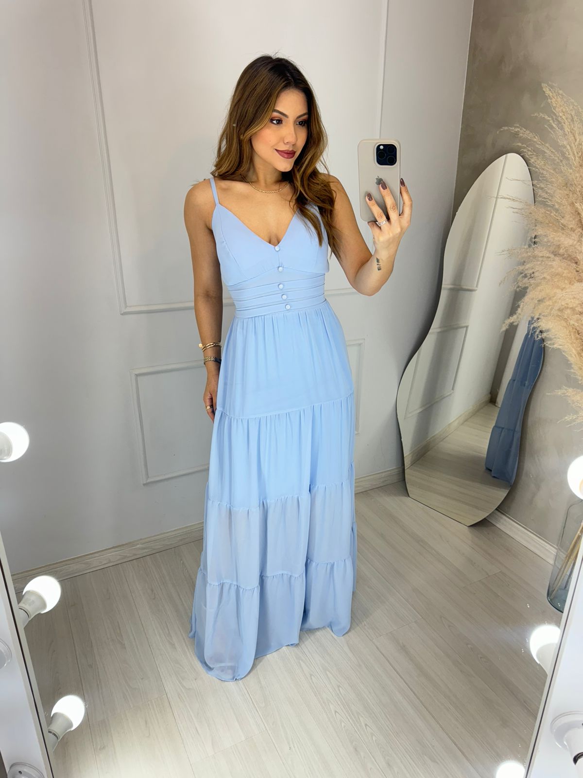 Vestido longo azul