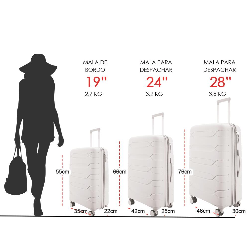 Comprar Kit 3 Malas 10 23 e 32 kg em Polipropileno Cadeado TSA Rodas 360º Gladiador P1C3 - a ...