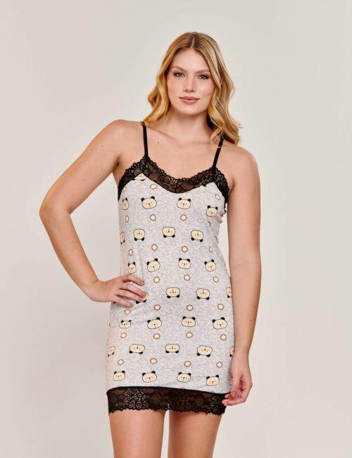 Comprar Camisola Juju Sem Bojo De Ligante Com Estampa e Renda - Mimar ...