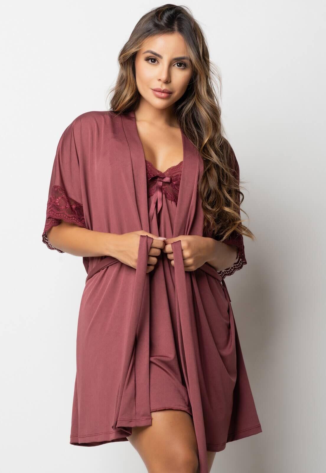 Comprar Robe Com Abertura Frontal e Detalhe em Renda - Mimar | Black ...