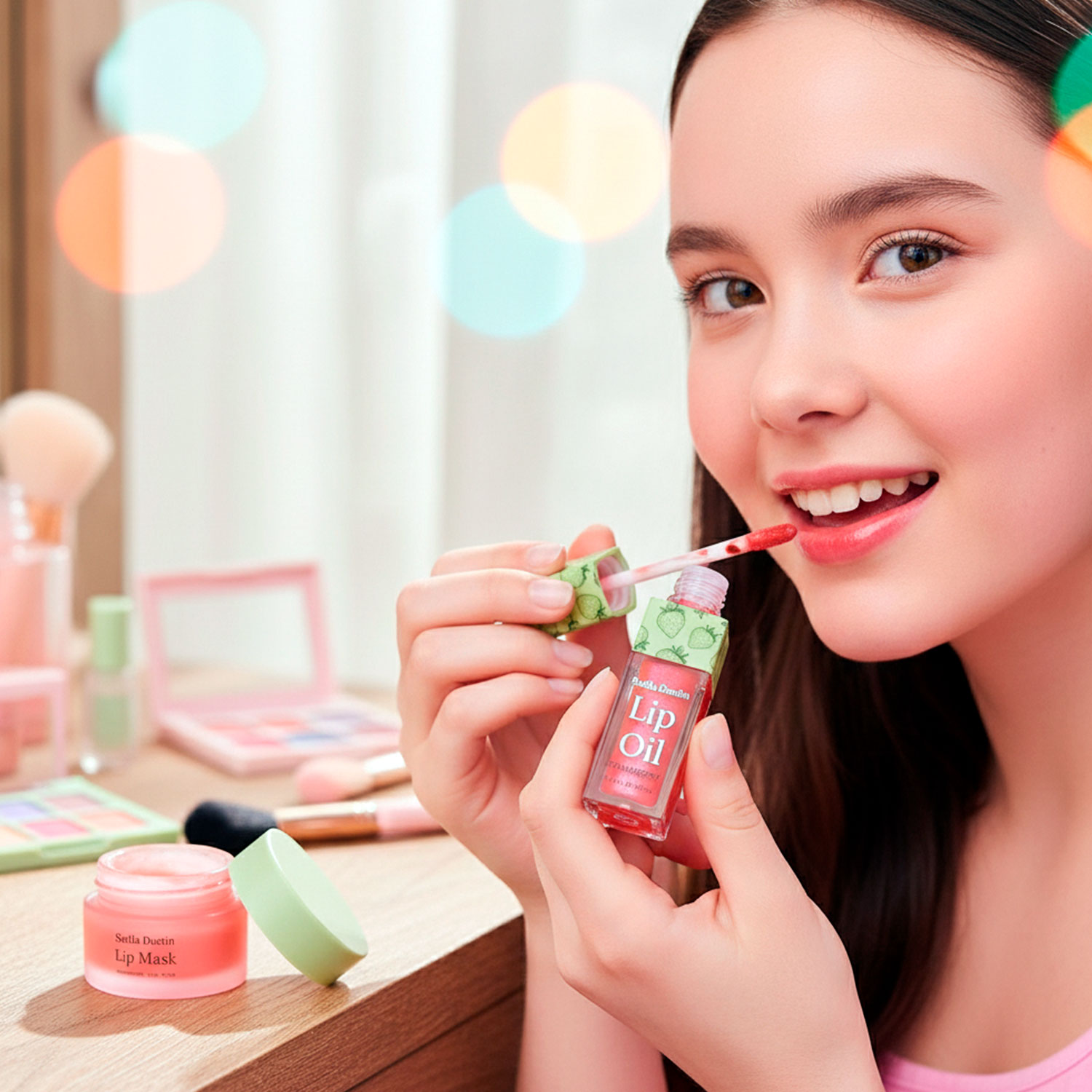 Comprar Kit Stella Dustin Lip Oil + Máscara Labial - Morango - R$117,00 ...