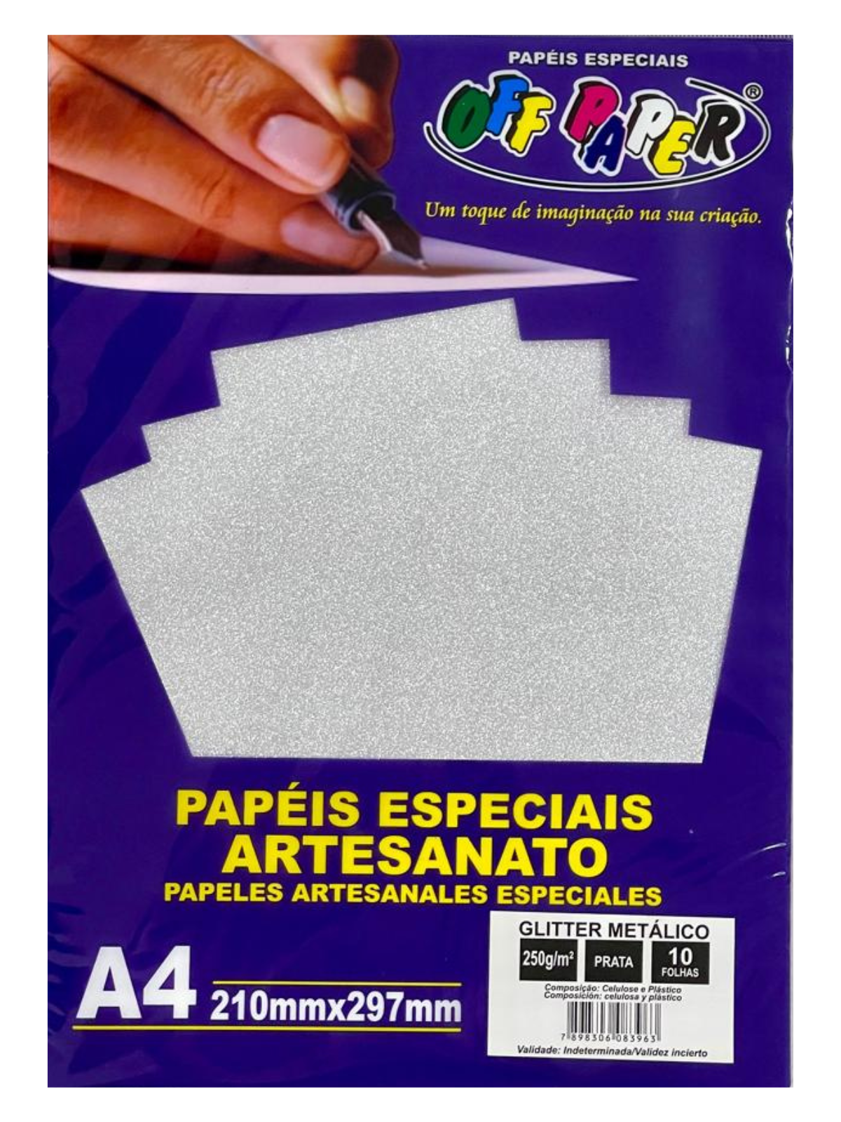 Papel Glitter Metálico A4 250g 10 Folhas Off Paper - a partir de R$17,19