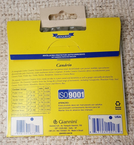 Comprar Encordoamento para Violão Nylon | Giannini Canário - Tensão ...