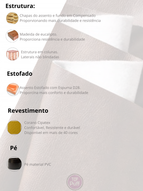 Comprar Puff Quadrado Simples 35cm corano - Top Puff