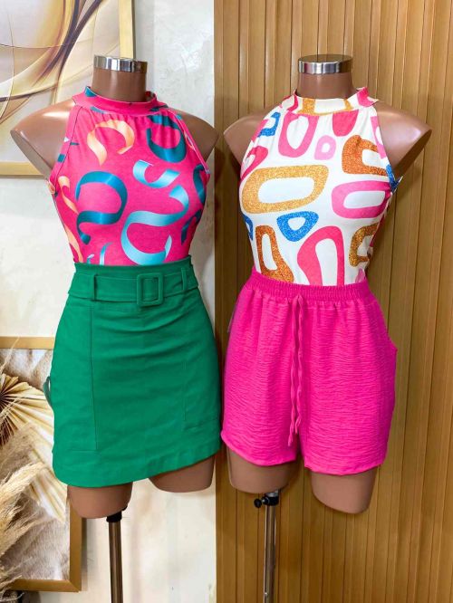 Comprar Body Gola Alta Estampado em Poliamida Navy - Lu Modas