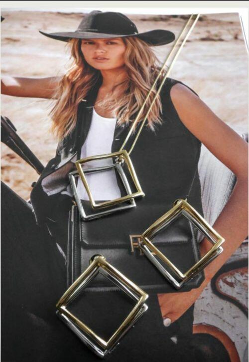 Comprar Conjunto Colar e Brinco Quadrado Duo - Lu Modas