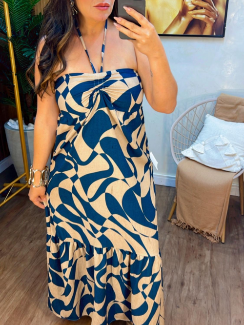 Comprar Vestido Longo Estampado com Amarração em Viscolinho Flora - Lu ...