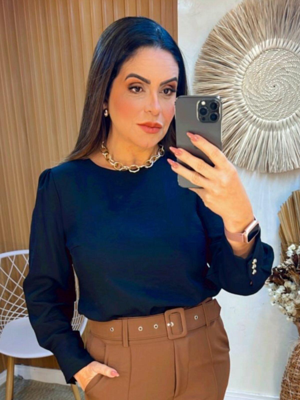 Comprar Blusa Manga Longa com Botões no Punho em Sensoriale Daniela ...