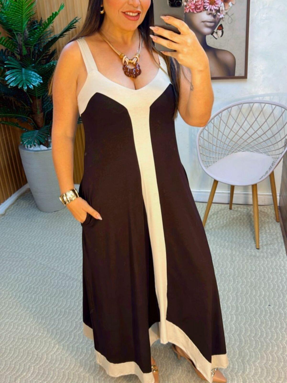 Comprar Vestido Longo Alça Larga Duo color em Viscolycra Ágata