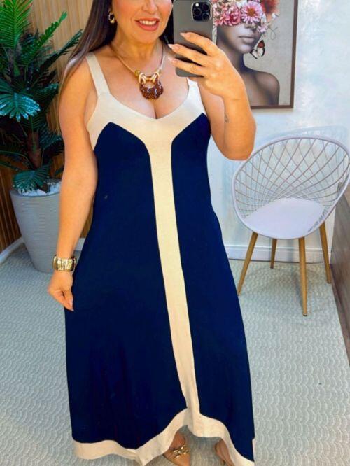 Comprar Vestido Longo Alça Larga Duo color em Viscolycra Ágata