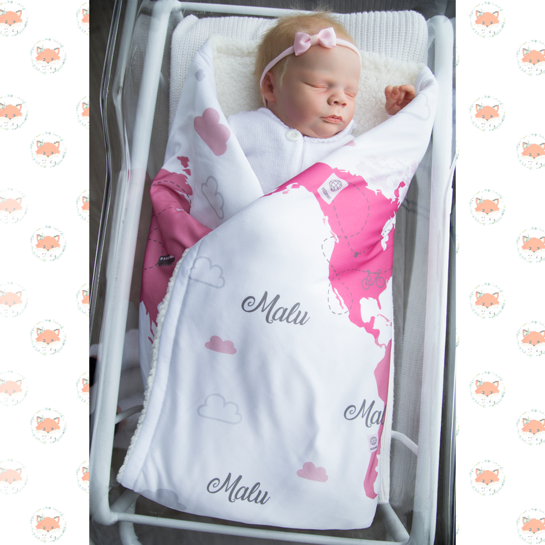 Comprar 021 - MANTA PARA BEBÊ PERSONALIZADA MAPA MUNDI MENINA - de R$97 ...