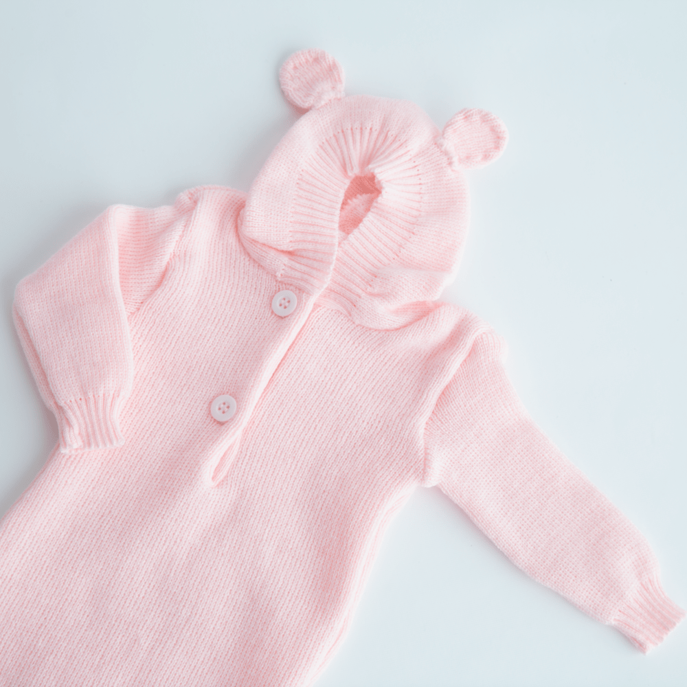 Comprar SAÍDA DE MATERNIDADE MENINA TRICOT ROSA URSO - R$129,90 - Foxbaby