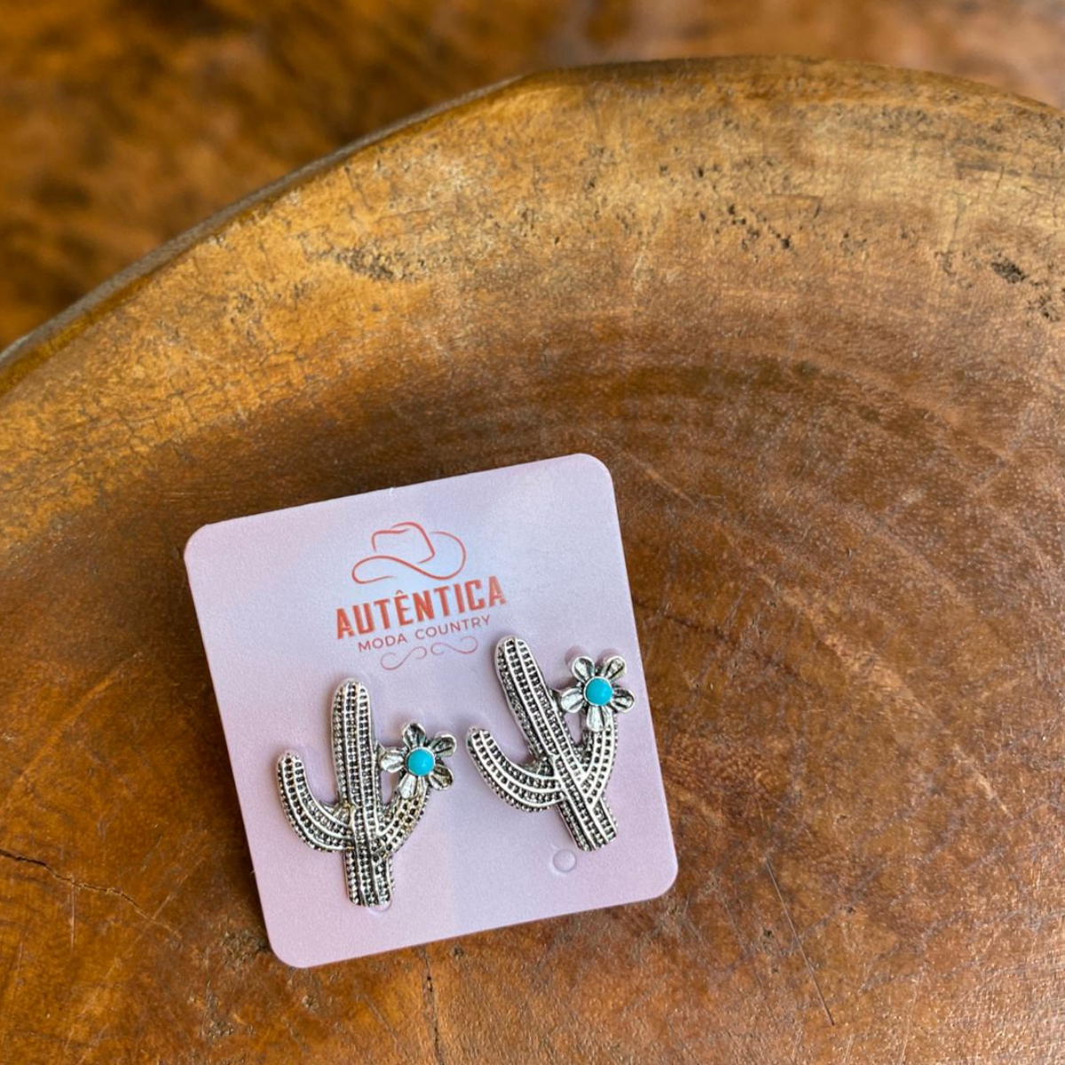 Comprar Brinco Country Cacto Prata - a partir de R$47,40 - Autentica Moda Country