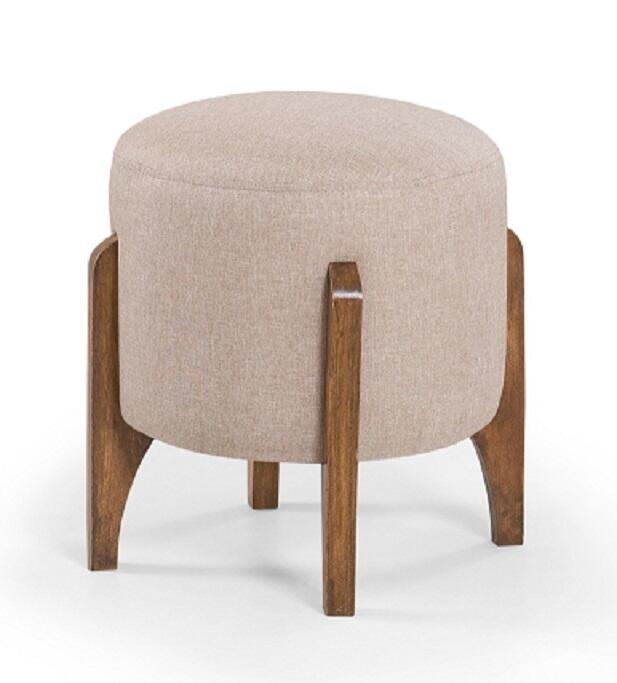 Puff Decorativo Redondo com Pés em Madeira Maciça Escandinavo da Due ...