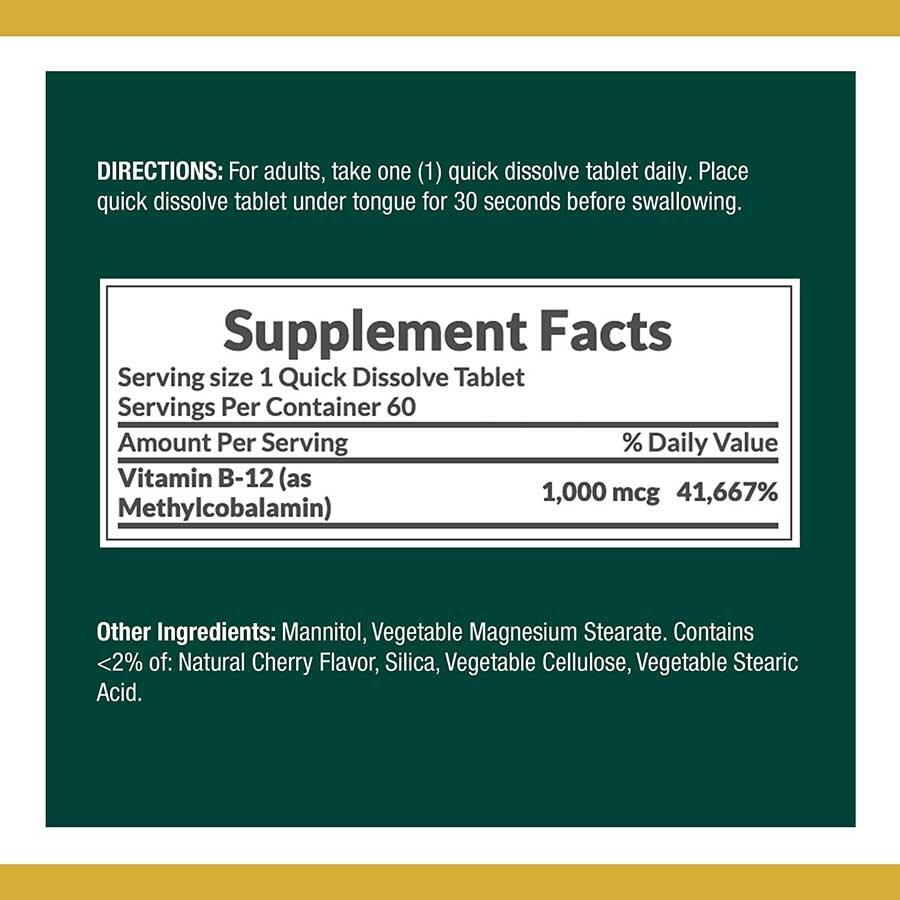 Comprar Vitamina B12 Metyl (Metylcobalamina) 1.000mcg - 60un - Natrures ...