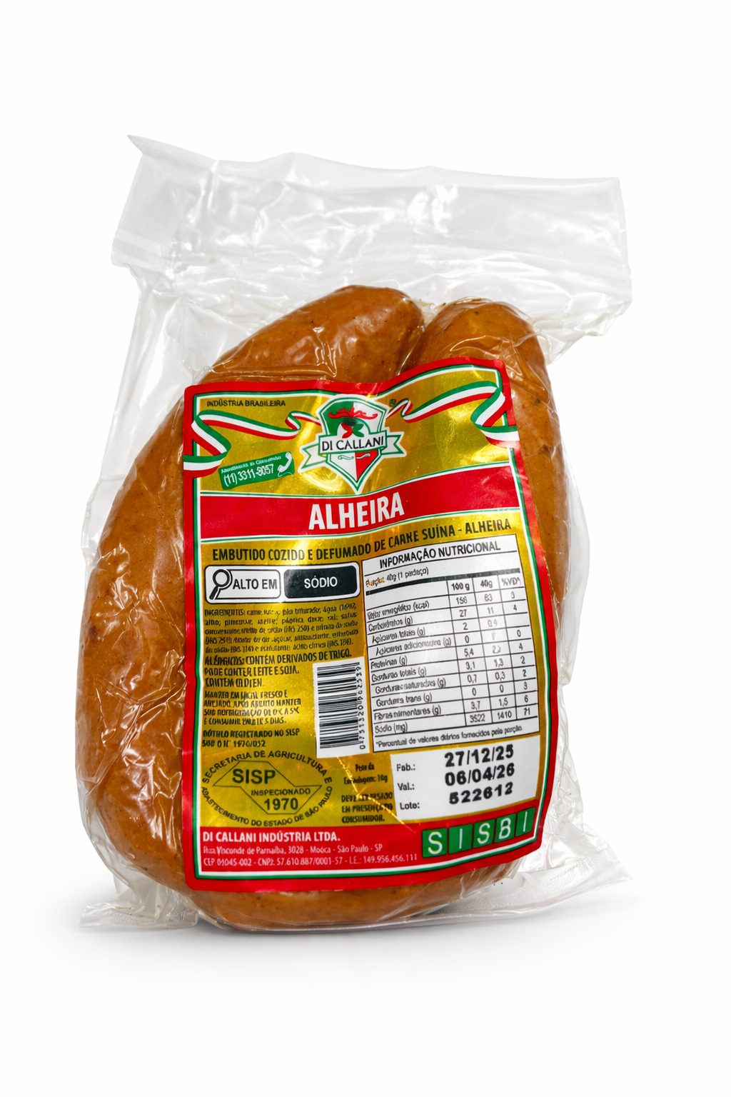 Linguiça Alheira Portuguêsa Defumada 250G - Sabor Intenso - R$25,90