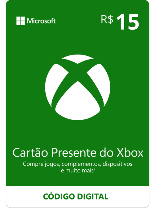 Cartão Presente Xbox 15 Reais - R$15,00