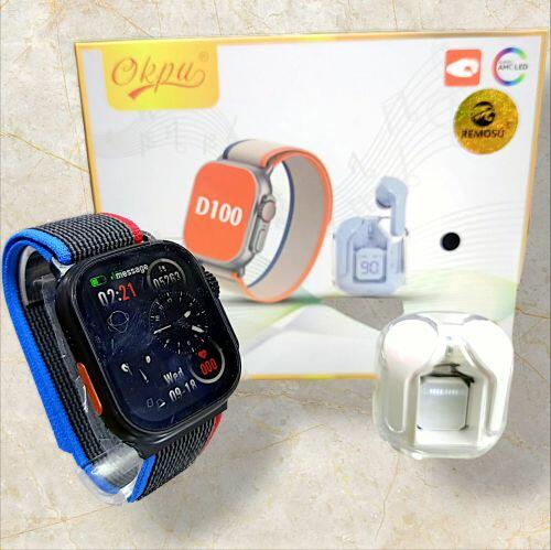 Comprar Kit Smartwatch D100 Ultra com Fone MoonLed Bluetooth e + 2 ...