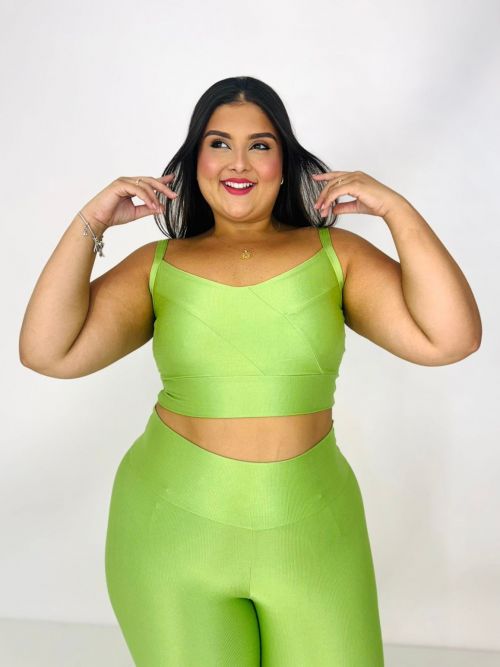 Comprar Legging Básica Compressão + Top Maitê Verde Primavera - Plus ...