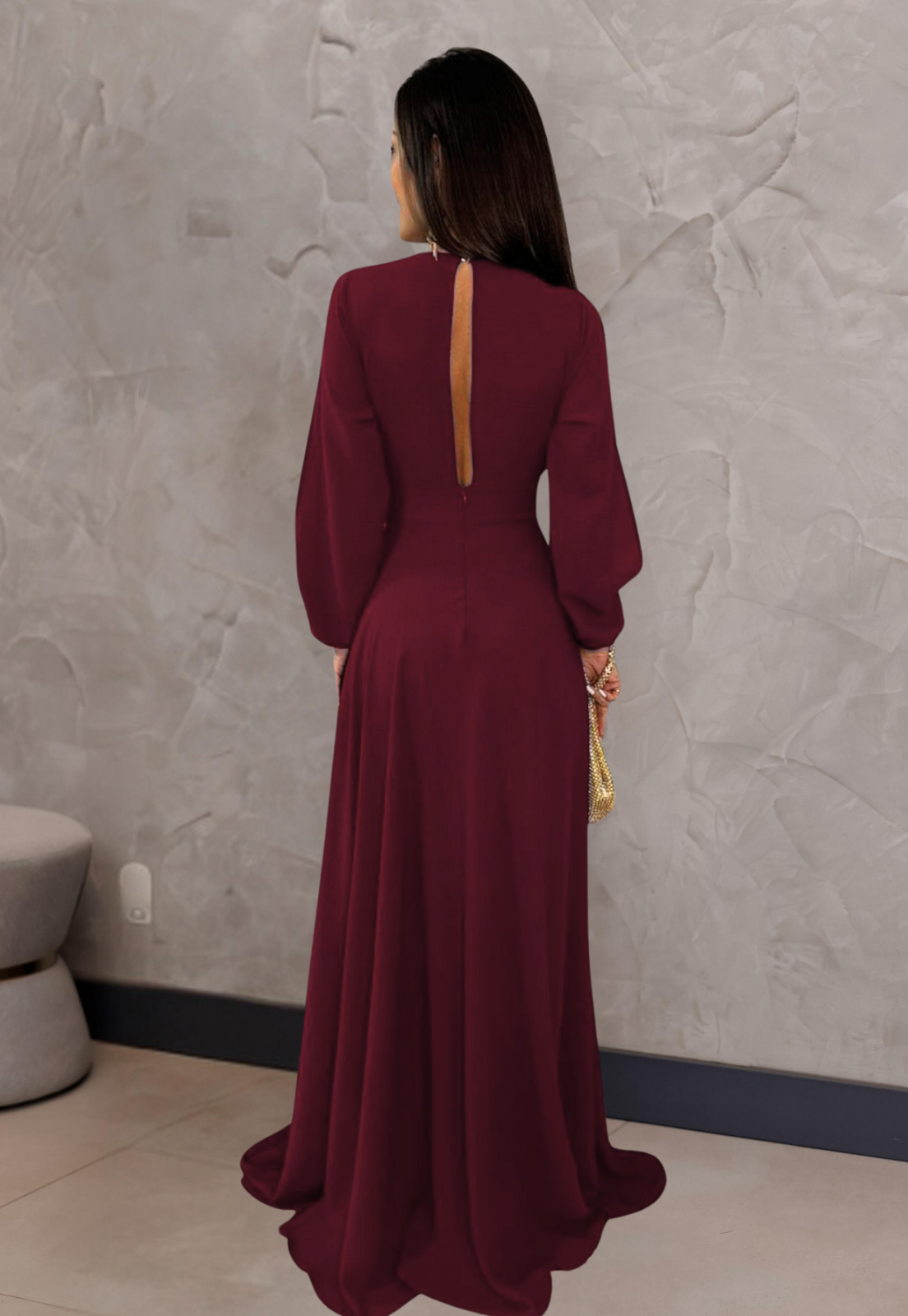 Vestido Longo Manga Longa Aberta Marsala Jade NM Nana marie - a partir ...