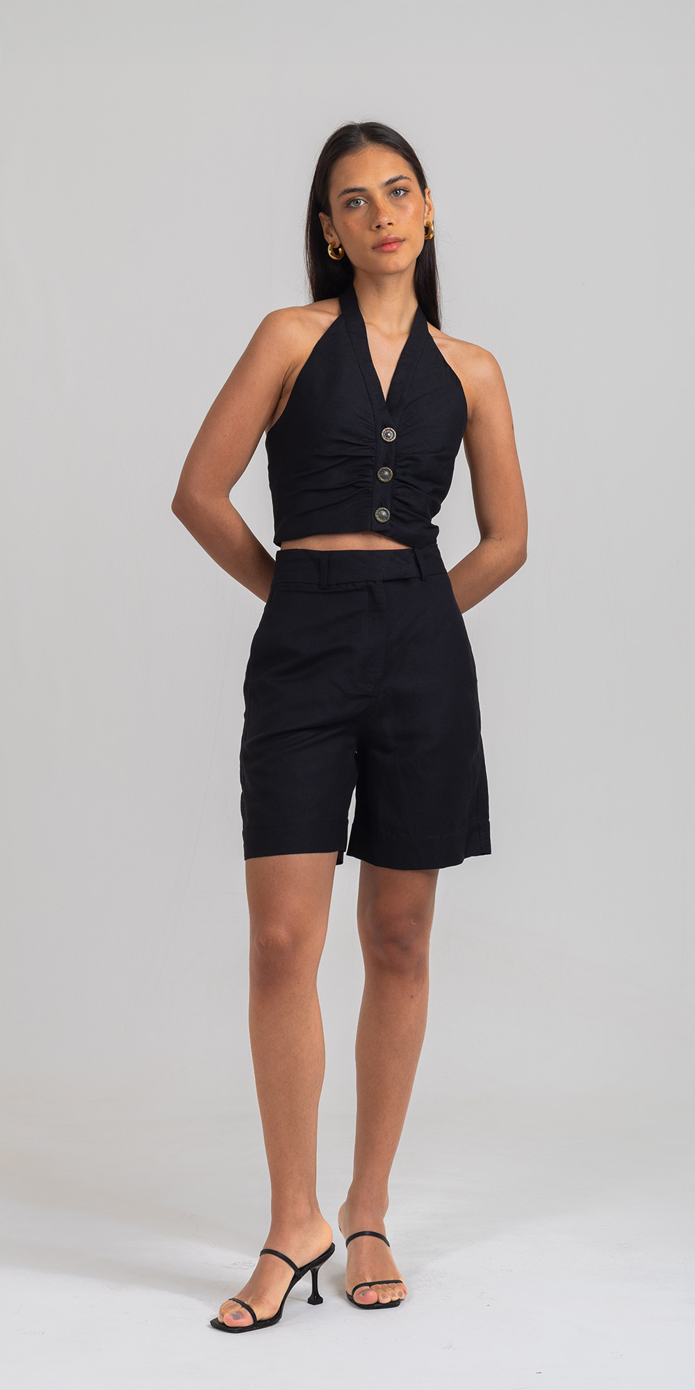 Comprar Bermuda Cozi Linen Fresh Preto - Bruna Paz Brand