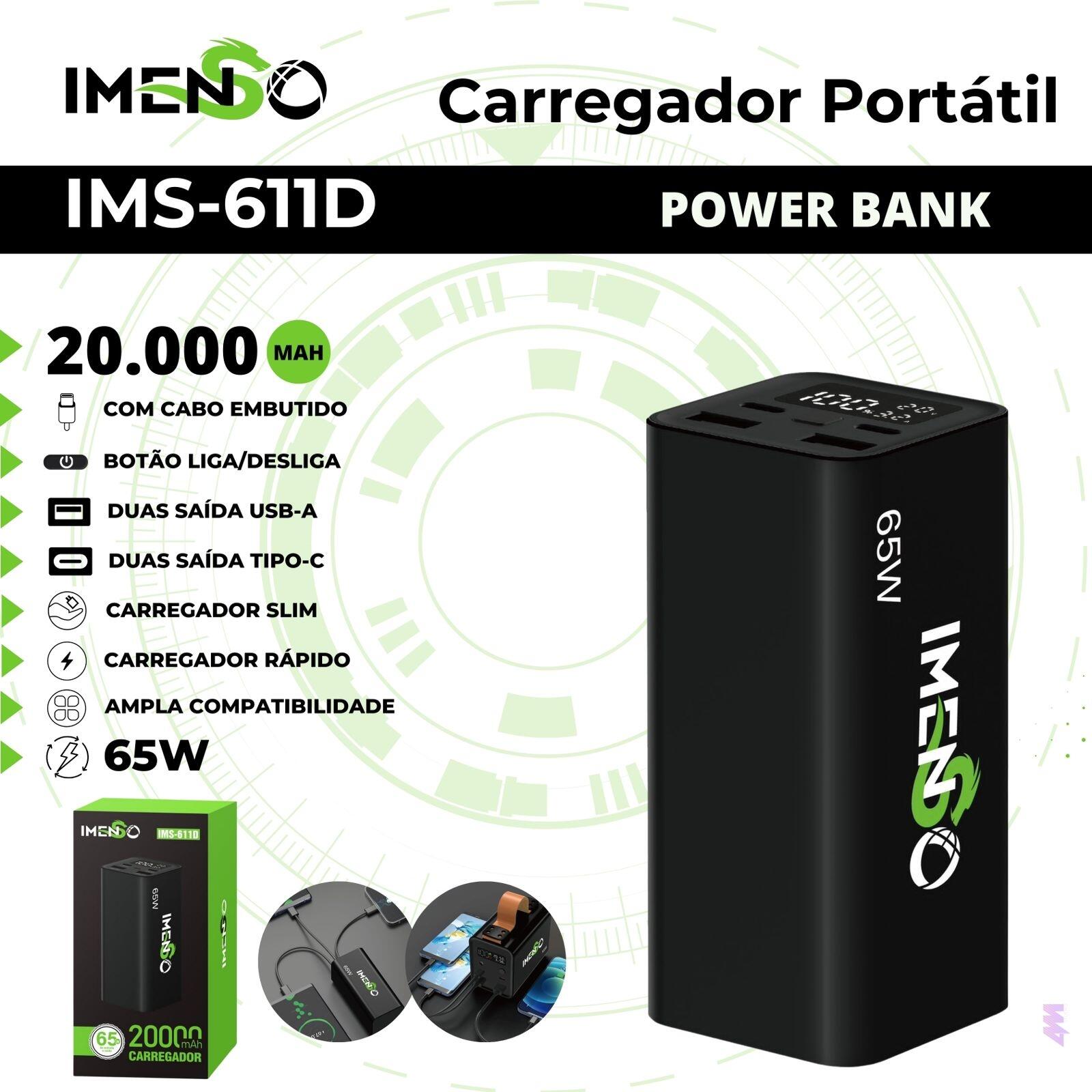 Comprar Carregador Portátil Imenso IMS-611D Slim Ultra Rápido 65w ...