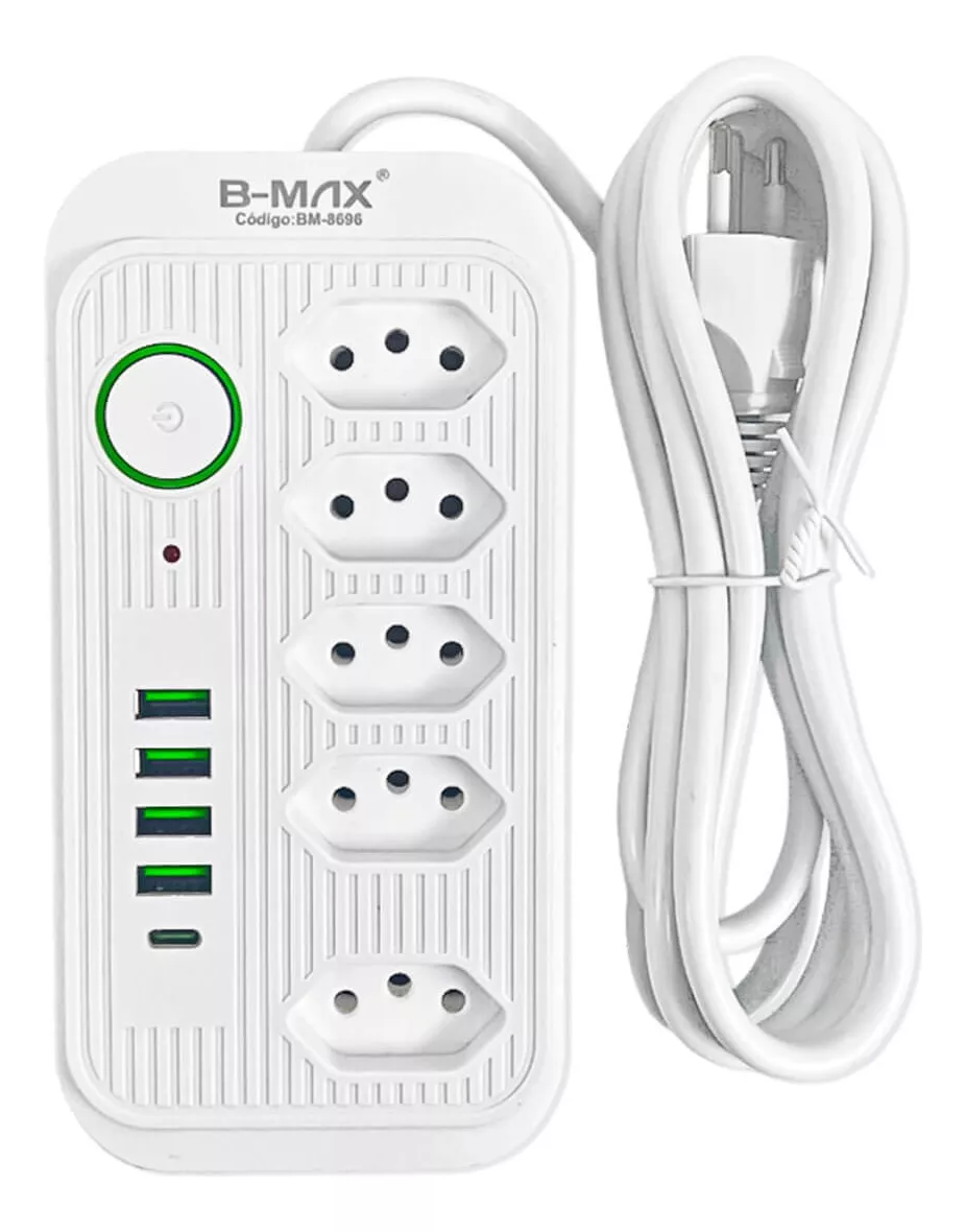 Comprar Extensao De Tomada BM-8696 Filtro De Linha Usb B-max 2m - R$35 ...