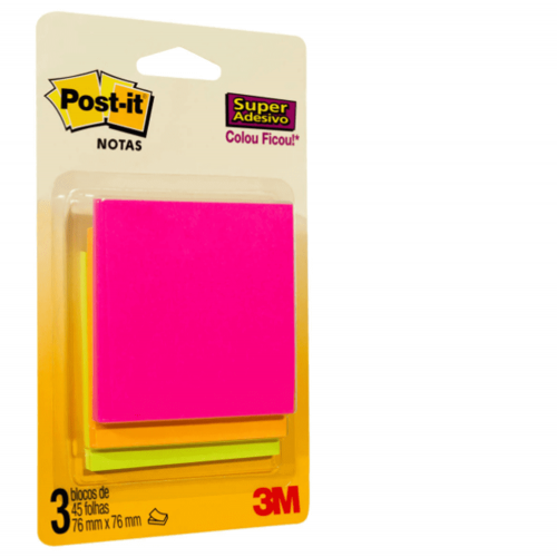 Post-it 76mm x 76mm Com 3 Cores de 45 Folhas 3M - R$19,75