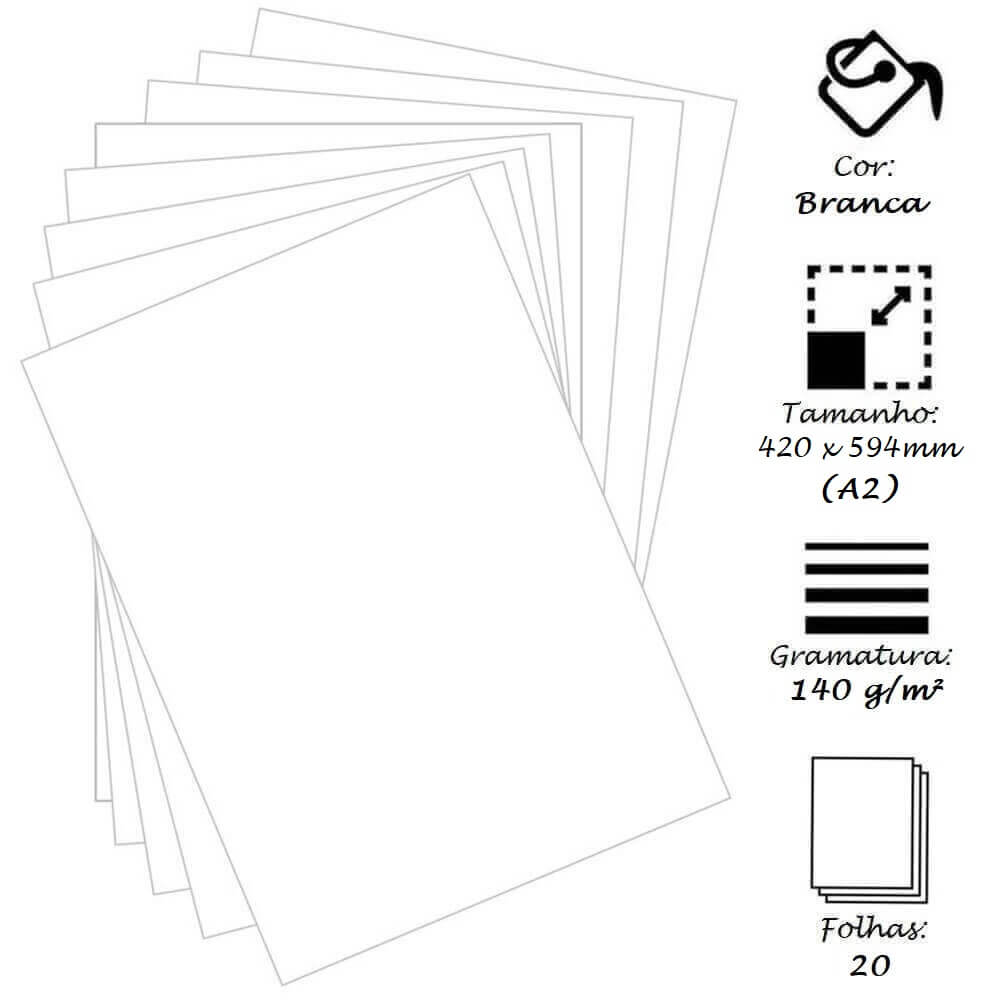 Bloco para Desenho A2 Branco com 20 Folhas 140g - Nogpel