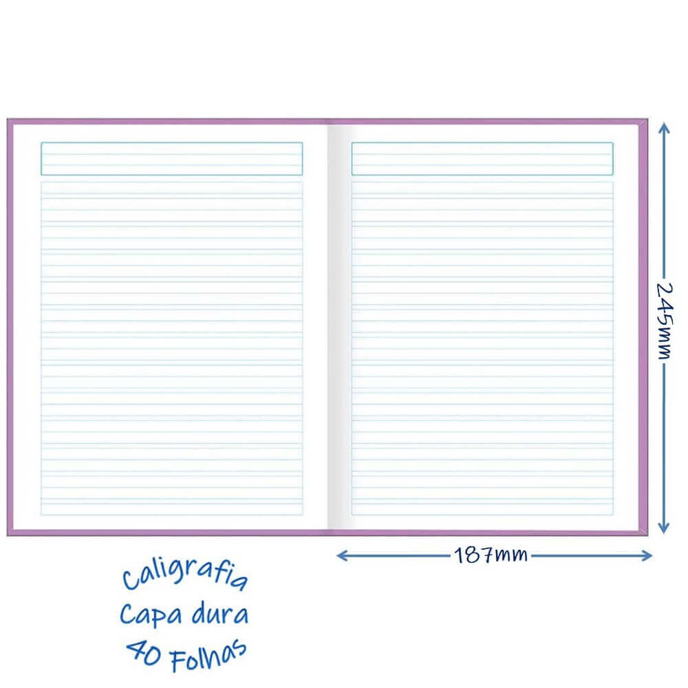 Caderno de Caligrafia Sapeca Kids Feminino Brochurao Capa Dura 40 ...