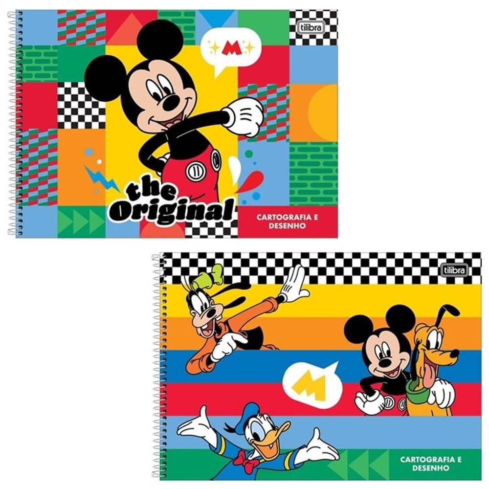 Caderno Cartografia e Desenho Mickey Mouse Capa Dura Espiral 80 Folhas ...