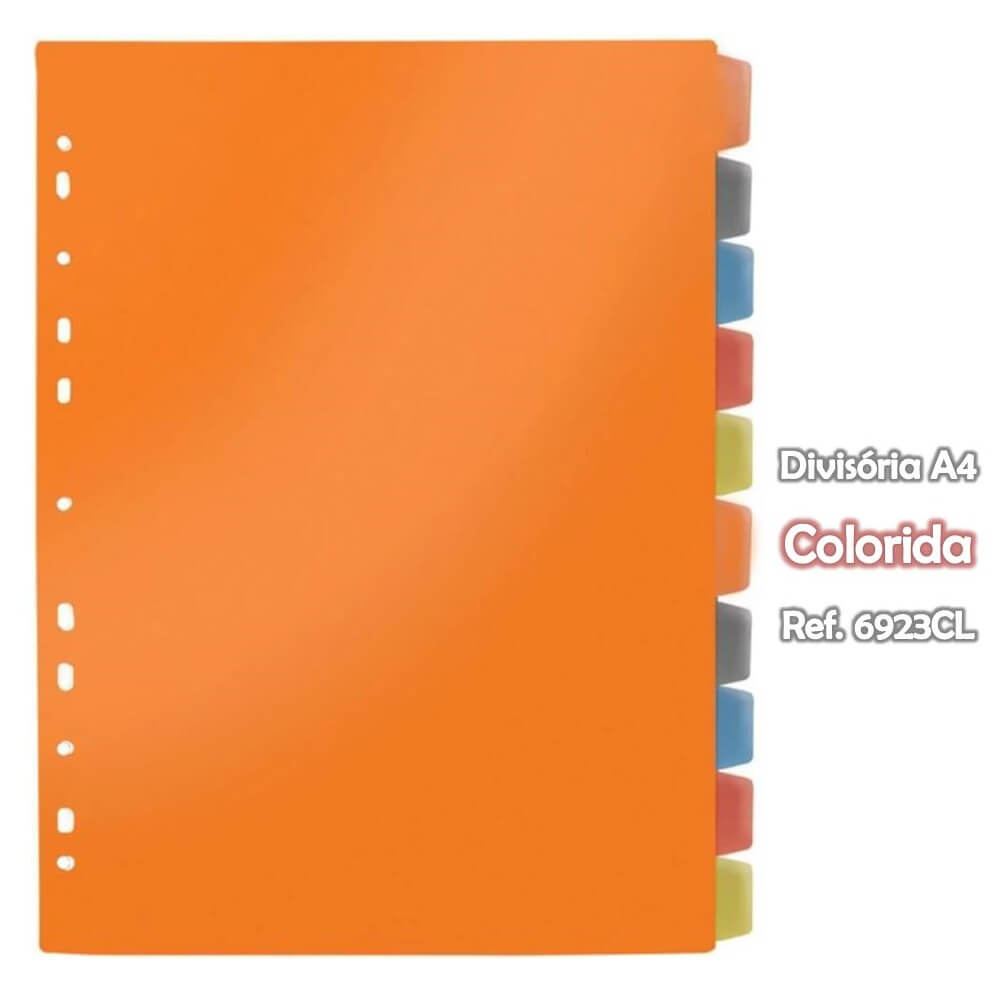 Divisoria Plastica Colorida para Fichario A4 Com Visor 10 Unidades ...