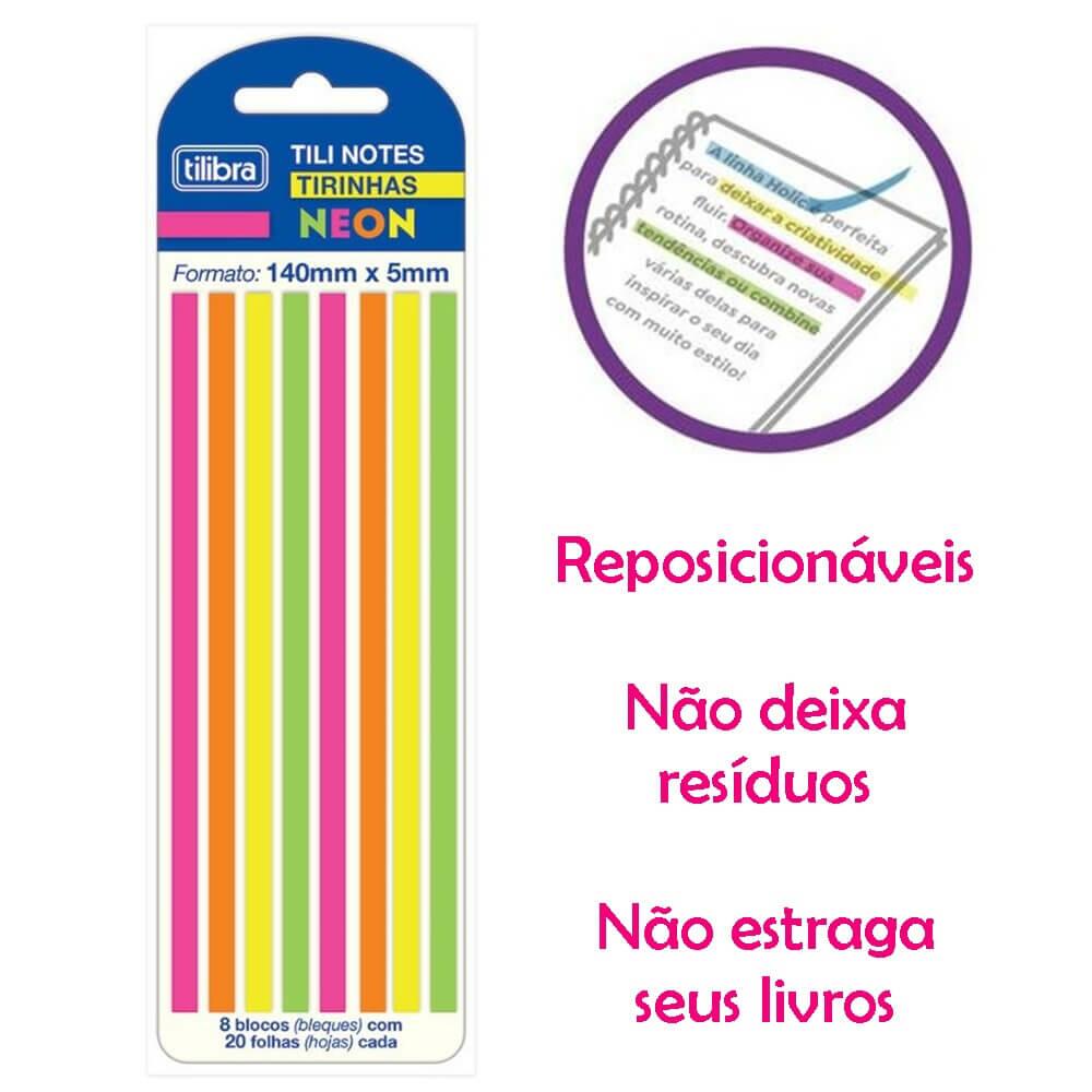 Tili Notes Tiras Neon 4 Cores 140x5mm - Tilibra